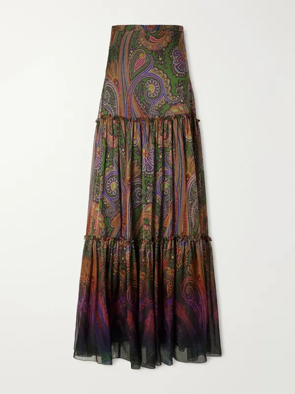Etro Printed Silk Maxi Skirt