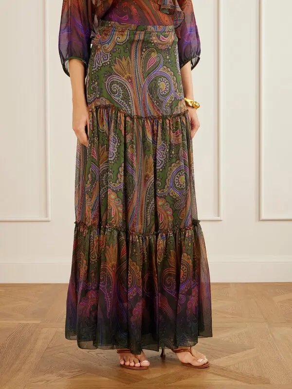 Etro Printed Silk Maxi Skirt