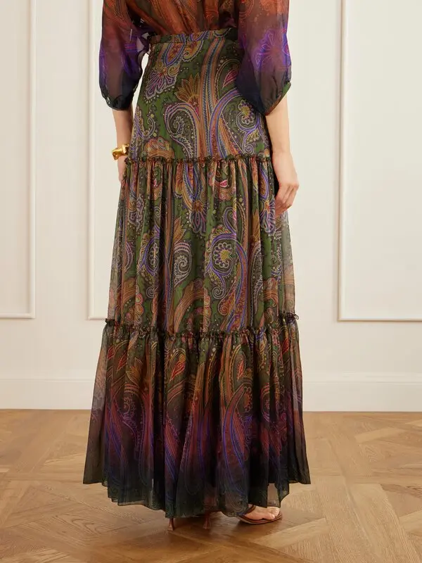 Etro Printed Silk Maxi Skirt