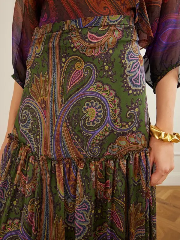 Etro Printed Silk Maxi Skirt
