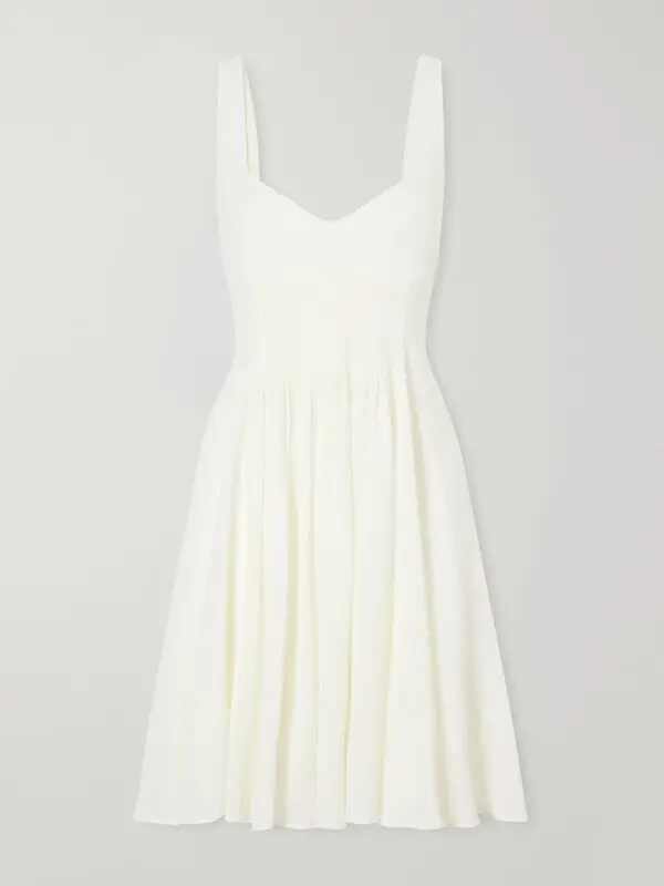 JW Anderson Pleated Gathered Crepon Mini Dress - Neutrals