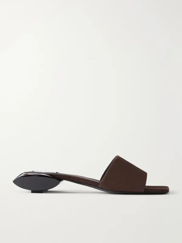 Alaïa Ellipse Suede Slides - Brown