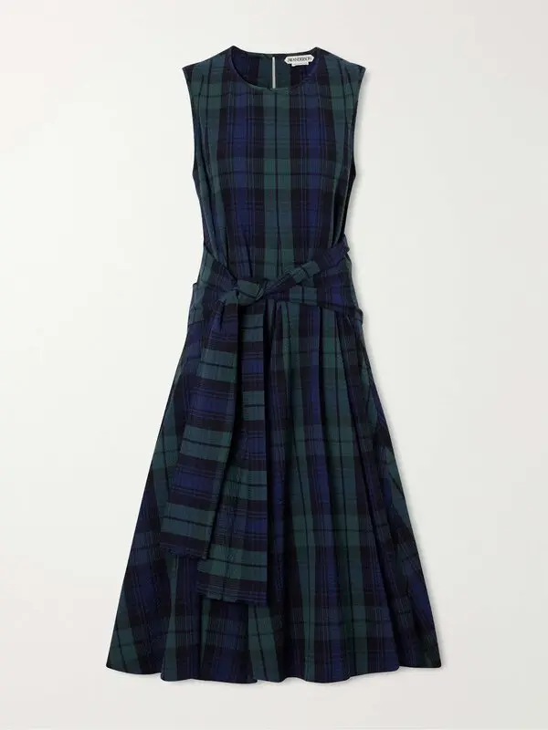 JW Anderson Checked Cotton-cloque Mini Dress