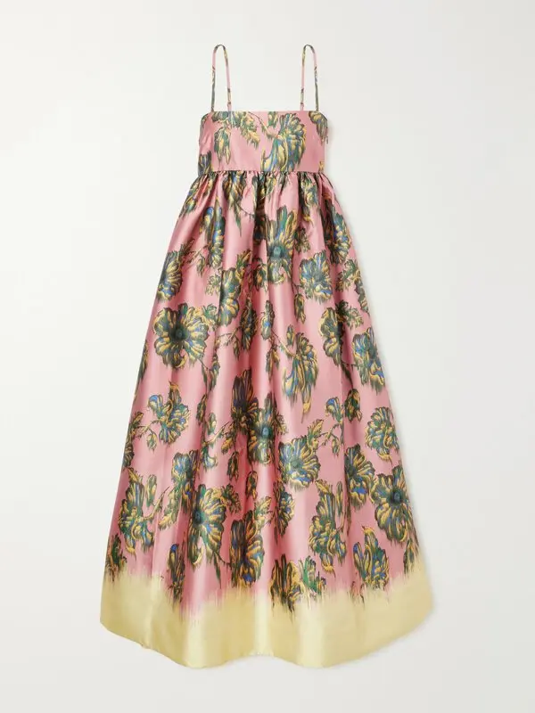 ALEMAIS Faye Floral-print Tie-detailed Midi Dress - Multi