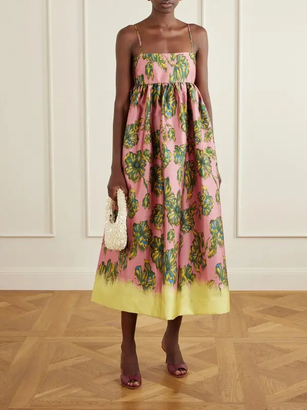 ALEMAIS Faye Floral-print Tie-detailed Midi Dress - Multi
