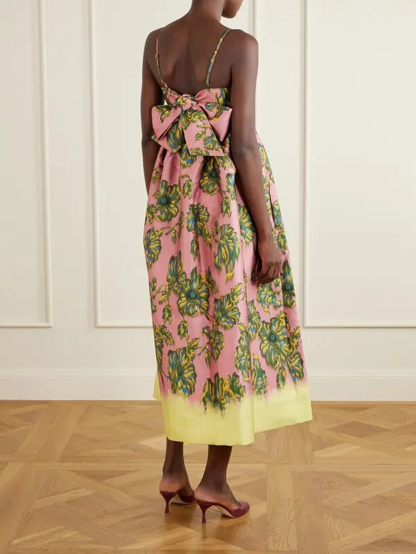 ALEMAIS Faye Floral-print Tie-detailed Midi Dress - Multi