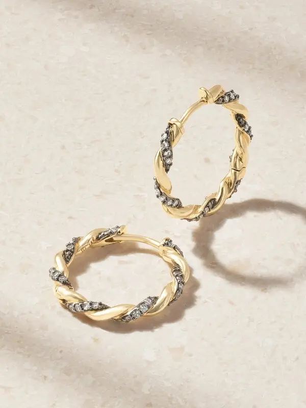 LUCY DELIUS 14k And Diamond Twisted Hoop Earrings - Gold