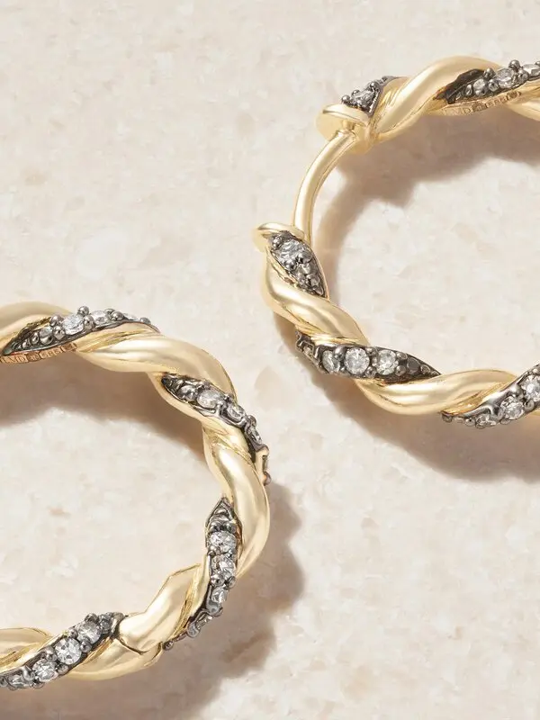 LUCY DELIUS 14k And Diamond Twisted Hoop Earrings