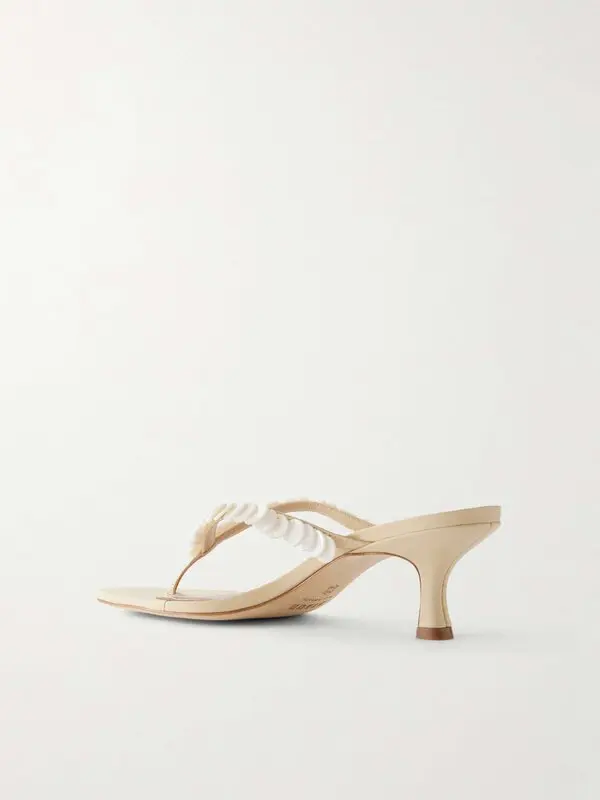 Staud Freja 60 Embellished Leather Thong Sandals - Cream