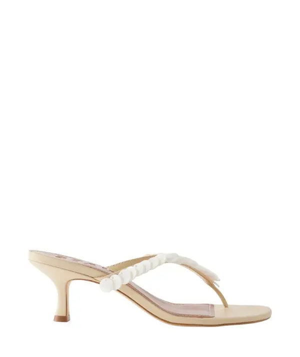 Staud Freja 60 Embellished Leather Thong Sandals - Neutrals