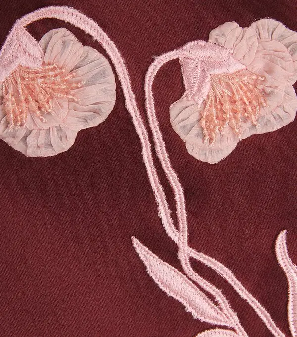 Erdem Embroidered Mikado Midi Pencil Skirt