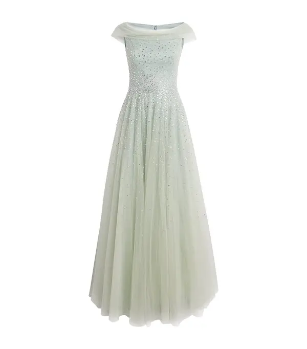 Jenny Packham Tulle Embellished Shayla Gown - Green