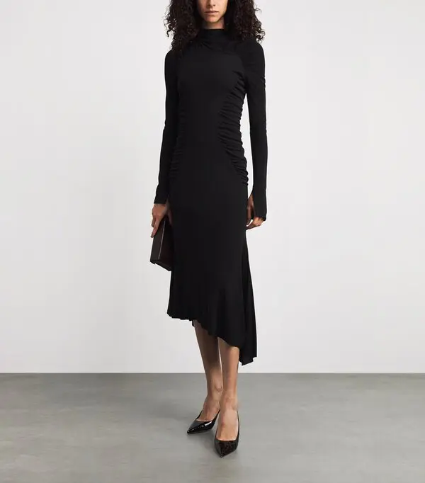 Victoria Beckham Long-sleeve Gathered Midi Dress