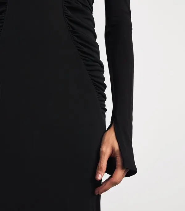 Victoria Beckham Long-sleeve Gathered Midi Dress