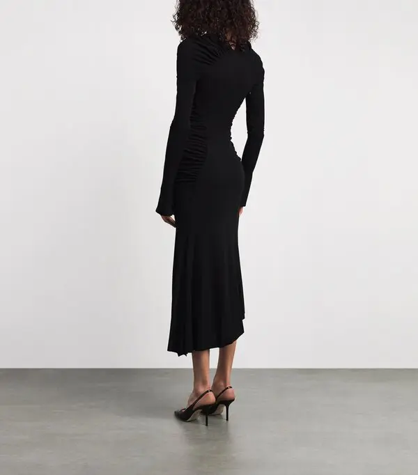 Victoria Beckham Long-sleeve Gathered Midi Dress