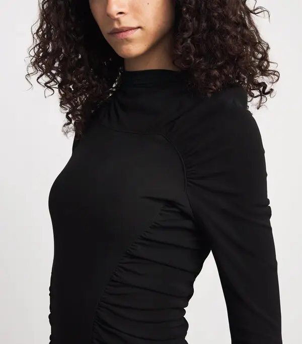 Victoria Beckham Long-sleeve Gathered Midi Dress