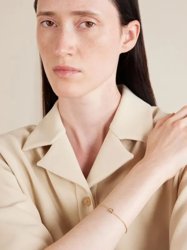 David Yurman 18k Yellow Diamond Initial Chain Bracelet