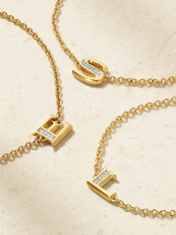 David Yurman 18k Yellow Diamond Initial Chain Bracelet