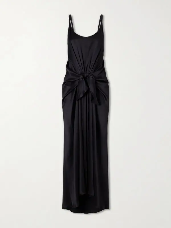 JW Anderson Tie-detailed Crinkled-silk Maxi Dress - Black