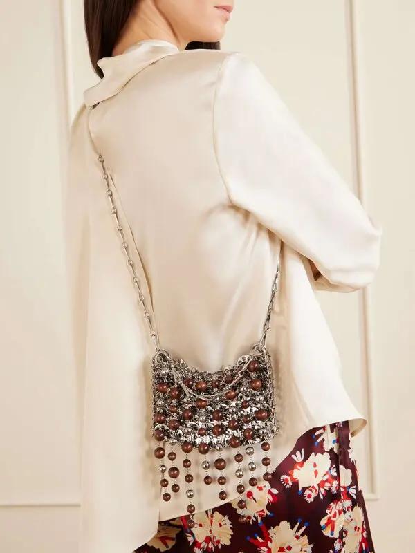 Rabanne 1969 Nano Fringed Beaded Chainmail Shoulder Bag