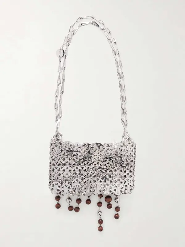 Rabanne 1969 Nano Fringed Beaded Chainmail Shoulder Bag