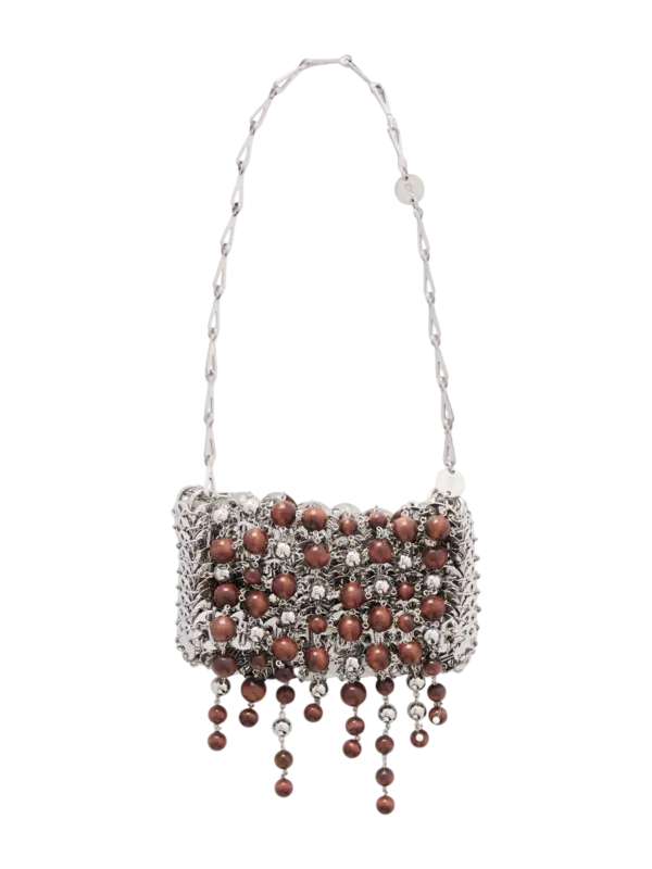 Rabanne 1969 Nano Fringed Beaded Chainmail Shoulder Bag - Silver