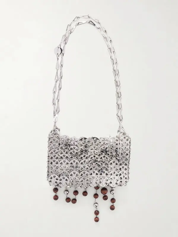 Rabanne 1969 Nano Fringed Beaded Chainmail Shoulder Bag