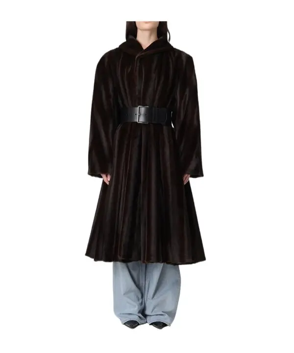 Balenciaga Faux Fur A-line Coat