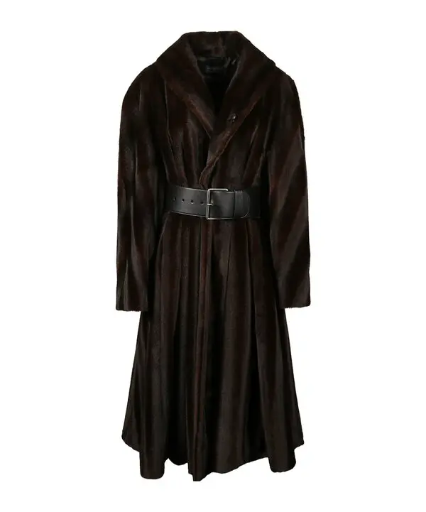 Balenciaga Faux Fur A-line Coat - Deep Brown