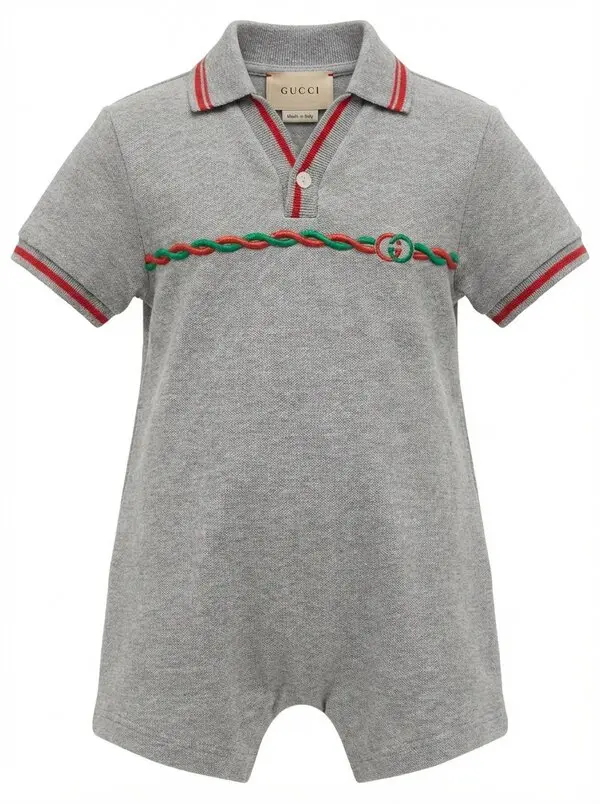 Gucci Jersey-knit Cotton Romper - Gray