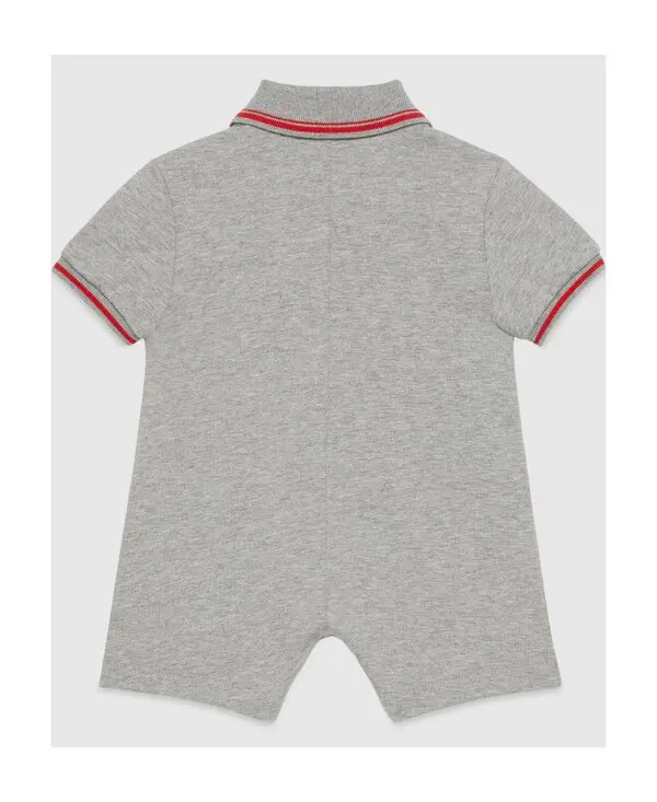 Gucci Jersey-knit Cotton Romper With G Torch Embroidery