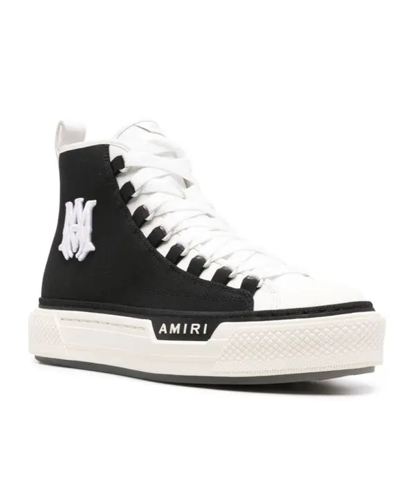 Amiri Court Round Toe Lace-up Sneakers - Black