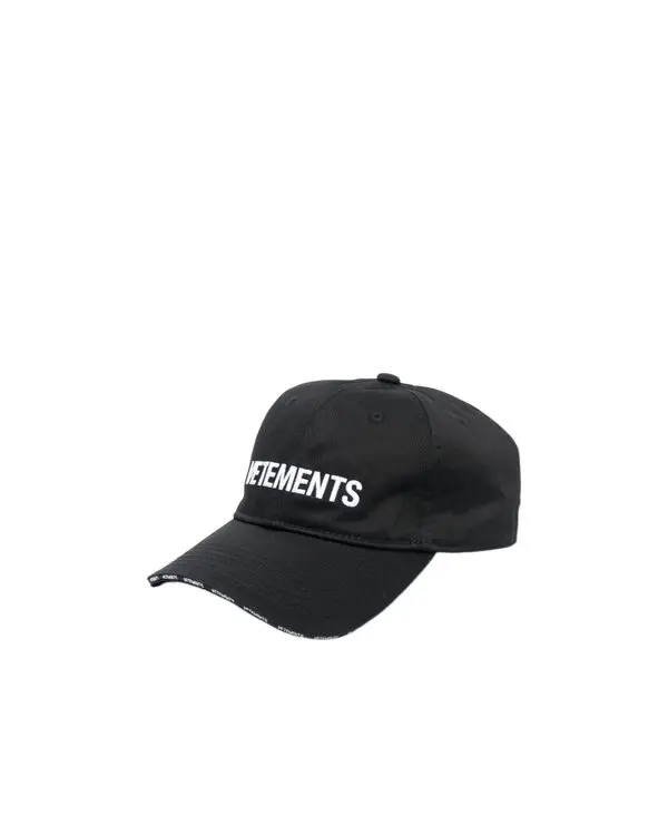 Vetements Logo-embroidered Cotton Cap - Black