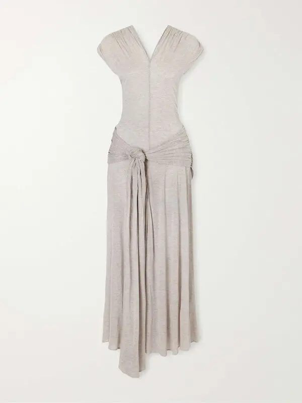JW Anderson Knot-detail Modal And Cashmere-blend Maxi Dress - Off-white