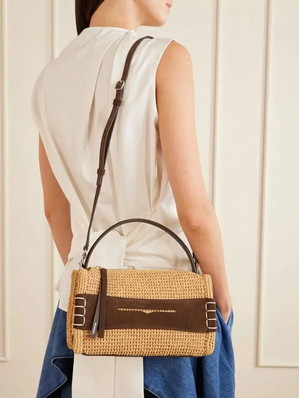 JW Anderson Loafer Crocheted Raffia Shoulder Bag - Neutrals