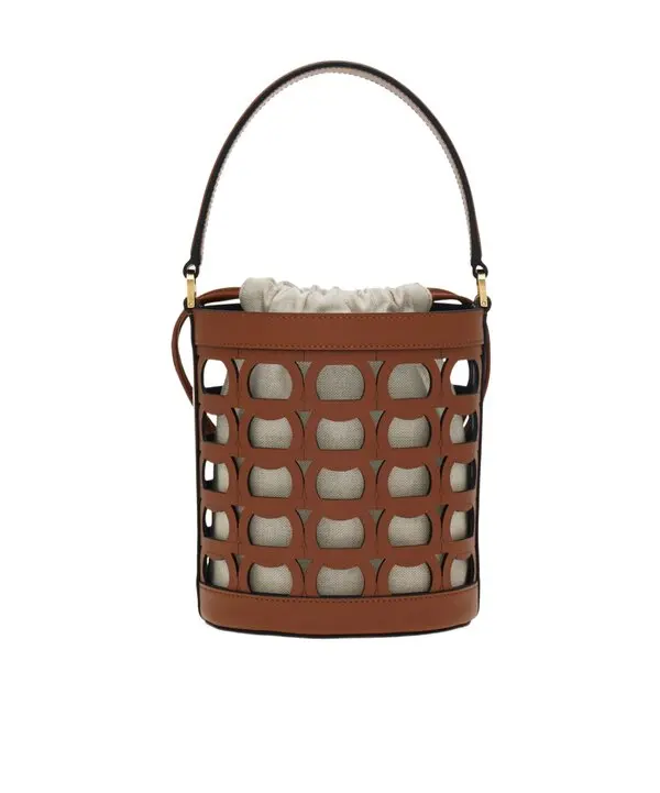 FERRAGAMO Logo Printed Cut Out Bucket Bag