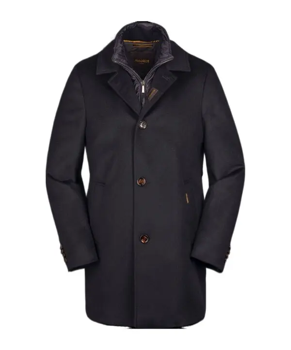 MOORER Layered Single-breasted Wool Coat - Black