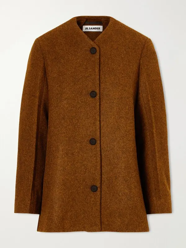 JIL SANDER Mélange Wool Jacket - Brown