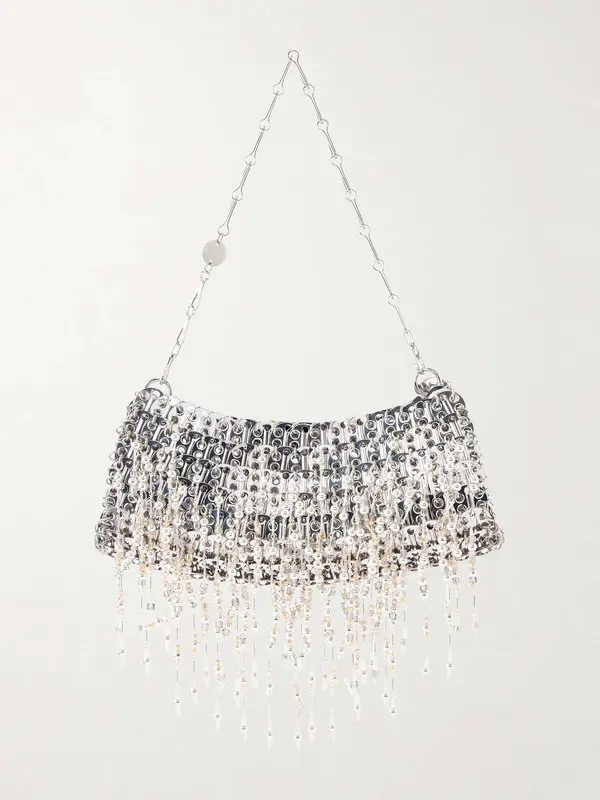 Rabanne Sac A Main Beaded Chainmail Shoulder Bag - Silver