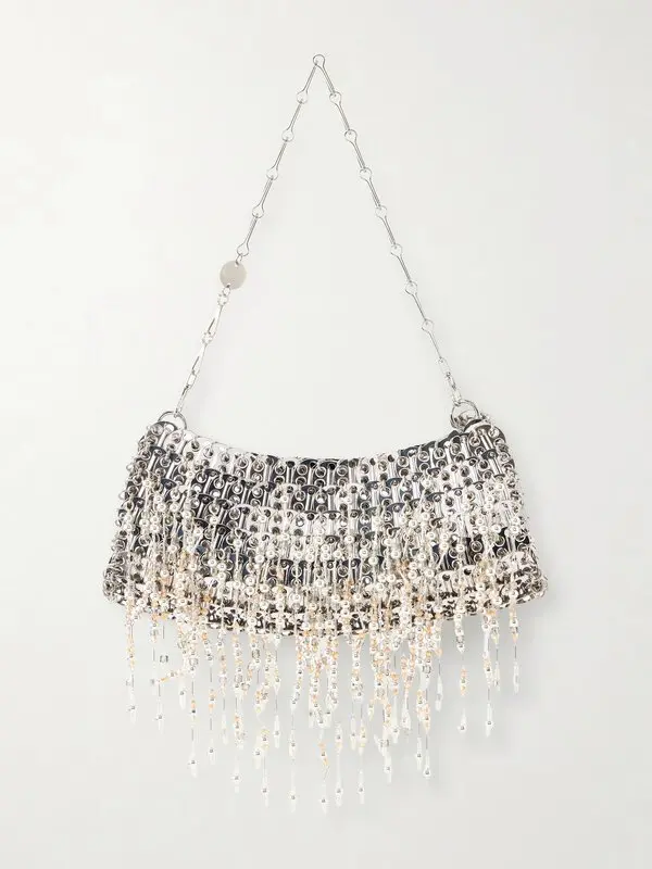 Rabanne Chainmail Shoulder Bag With Beaded Detailing - Silver