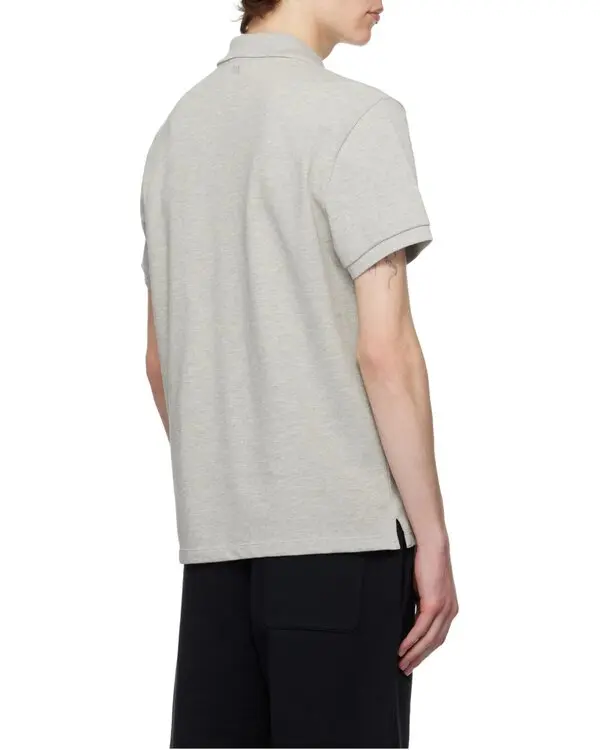 AMI Paris De Coeur Logo Embroidered Polo Shirt - Grey