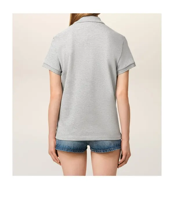 AMI Paris De Coeur Logo Embroidered Polo Shirt - Grey