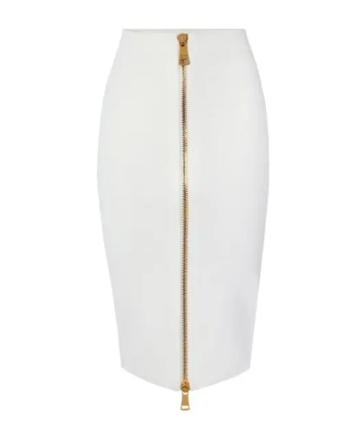 Elisabetta Franchi Knit Skirt With Zip - Ivory