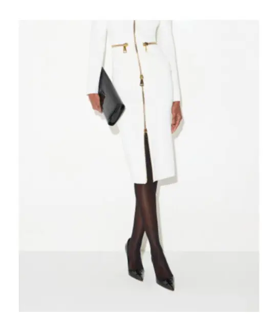 Elisabetta Franchi Midi Skirt With Gold-tone Zipper - Ivory
