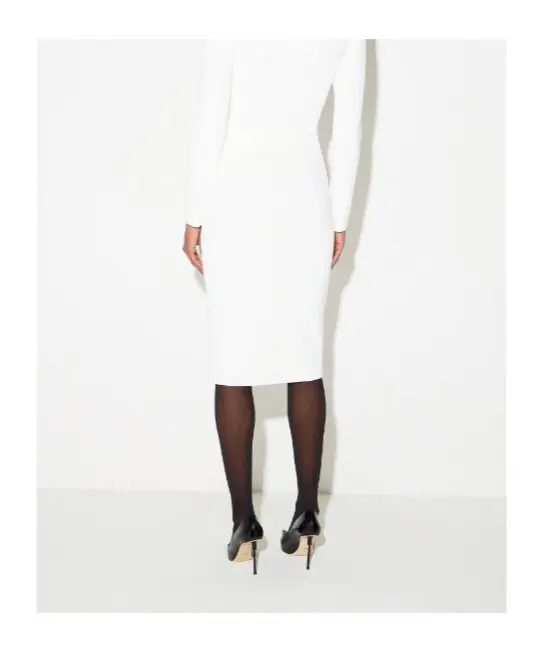 Elisabetta Franchi Midi Skirt With Gold-tone Zipper - Ivory