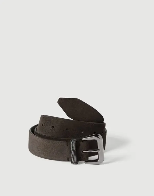 Brunello Cucinelli Suede Belt With Shiny Loop