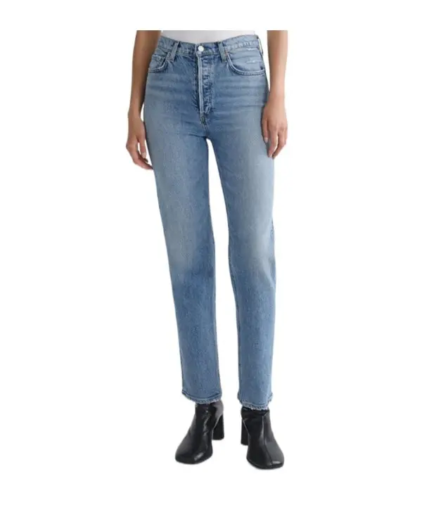 AGOLDE 90's Pinch Waist High Rise Straight Long - Light Indigo