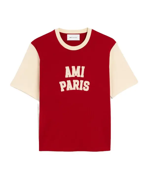 AMI Paris Short-sleeved T-shirt - Ruby Red/ivory White