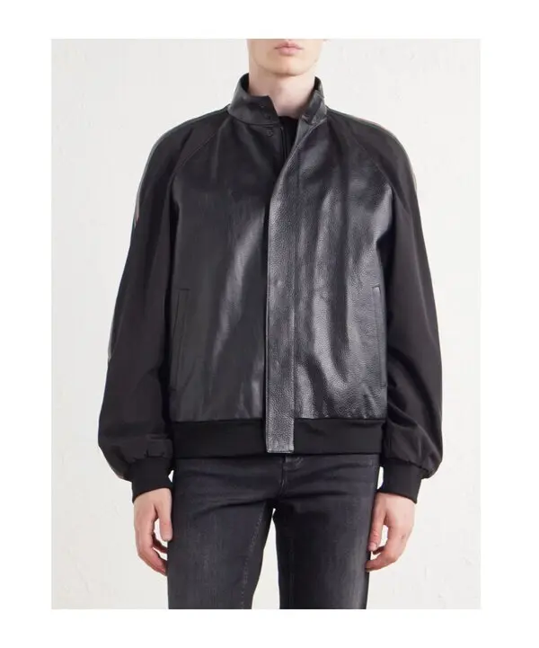 Gucci Grainy Leather Bomber Jacket