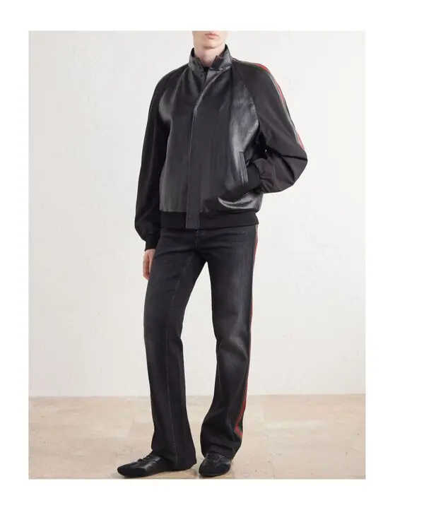Gucci Grainy Leather Bomber Jacket